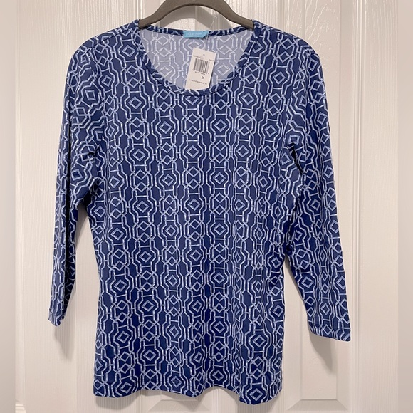 J. McLaughlin | Tops | Nwt Jmclaughlinnavy Print 34 Sleeve Crew Neck ...